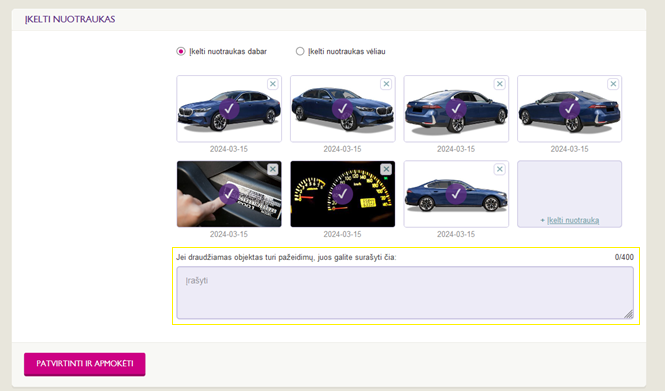 Kaip pateikti nuotraukas kasko sutarčiai sudaryti? | Lietuvos draudimas